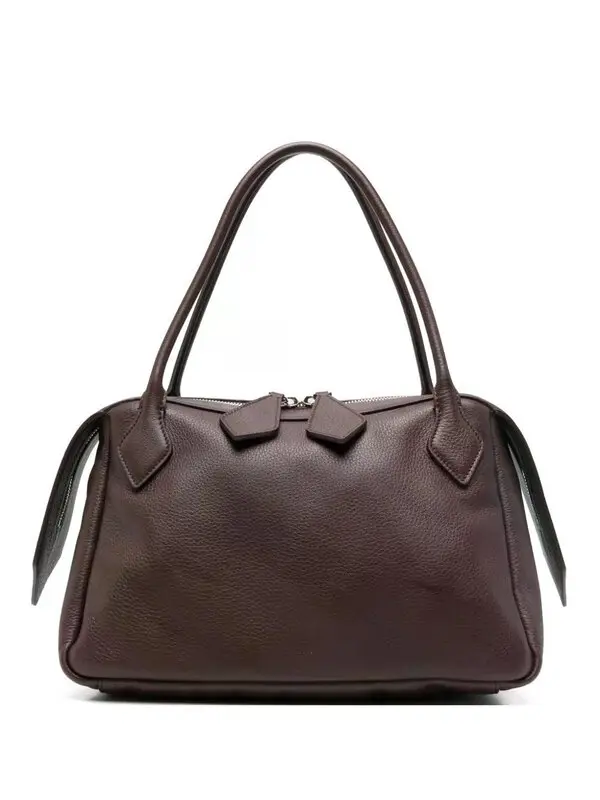 MINOBOSSI Medium Grained Leather Tote Bag - Brown