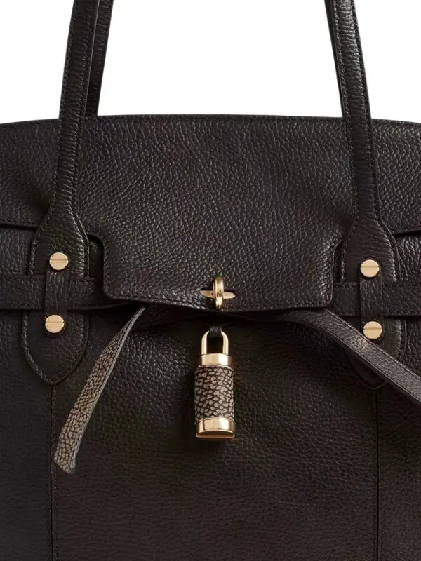 Borbonese Large Premiere Pebbled Padlock-detail Tote Bag
