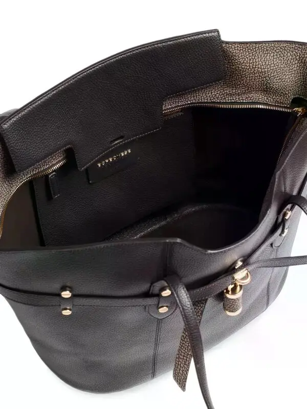 Borbonese Large Premiere Pebbled Padlock-detail Tote Bag