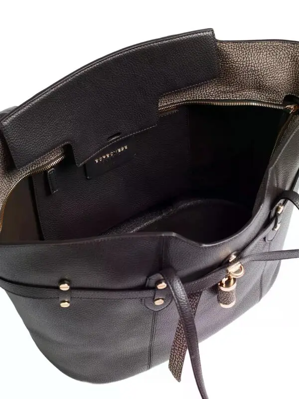 Borbonese Large Premiere Pebbled Padlock-detail Tote Bag