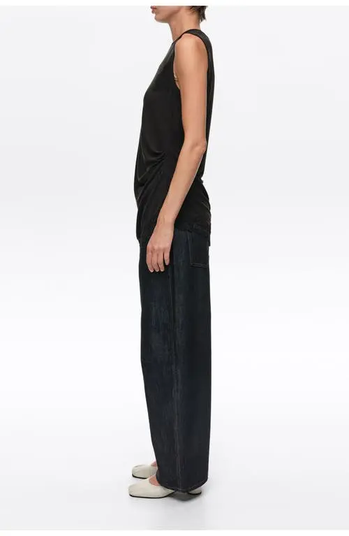Bimba Y Lola Fluid Ribbed Lace Top - Black