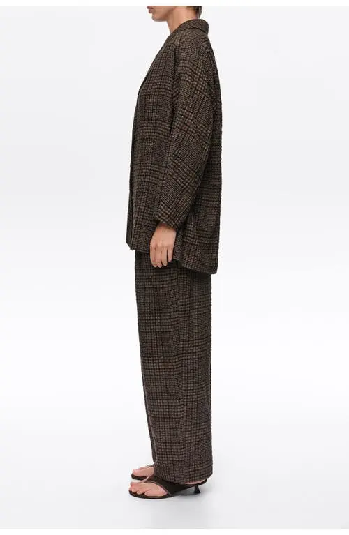 Bimba Y Lola Checked Wool Blend Straight Blazer