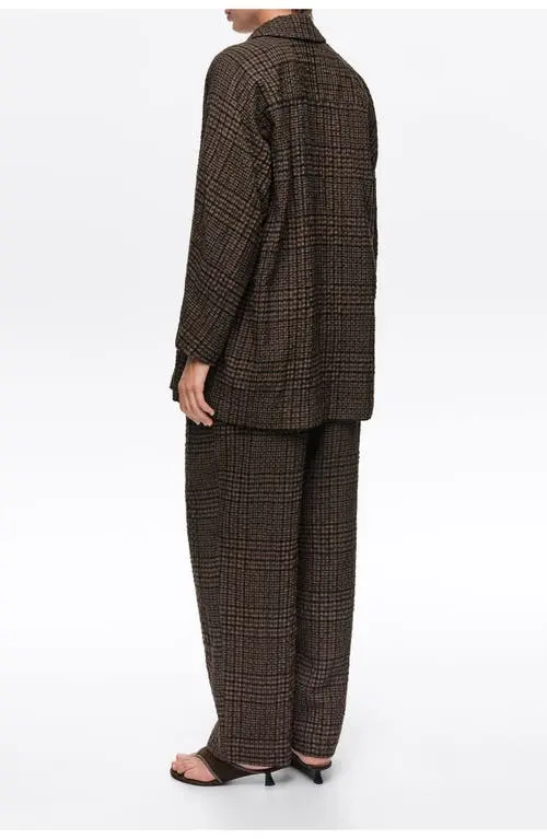 Bimba Y Lola Checked Wool Blend Straight Blazer