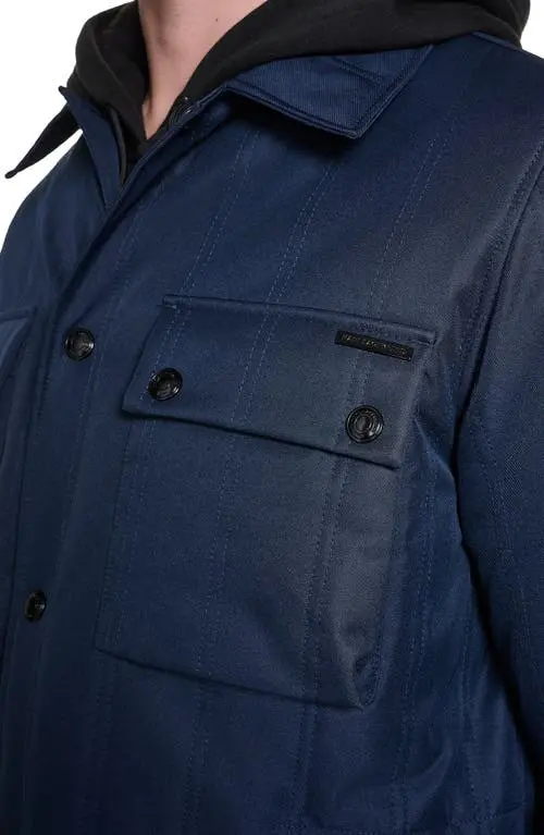 Karl Lagerfeld Paris Quilted Shirt Jacket - Navy