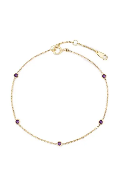 ANA LUISA Solid Yellow Gold Birthstone Bracelet - Amethyst