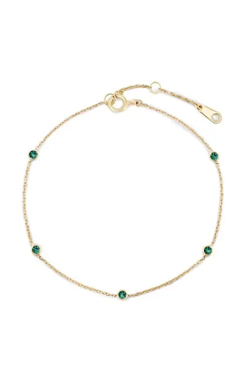 ANA LUISA Solid Yellow Gold Birthstone Bracelet - Emerald