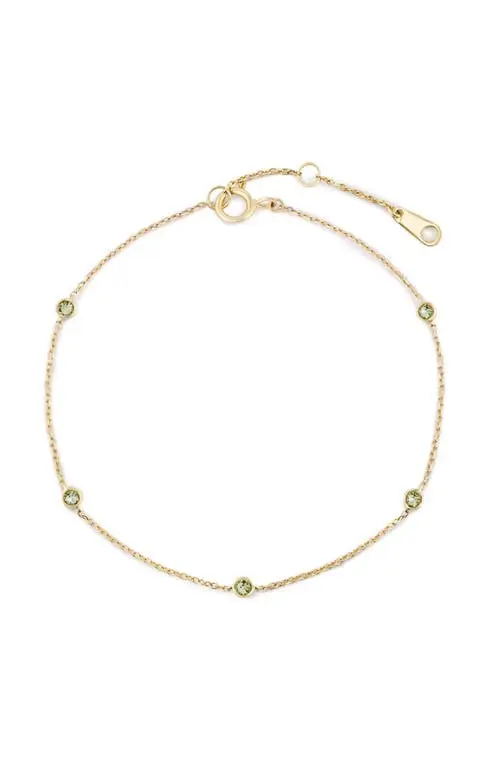 ANA LUISA Solid Yellow Gold Birthstone Bracelet - Peridot