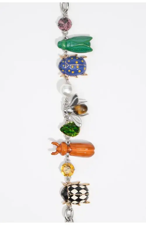Bimba Y Lola Enamel Beetle Necklace With Crystals