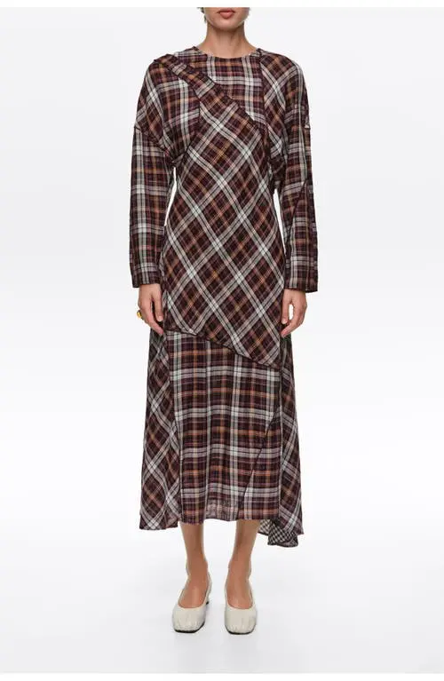 Bimba Y Lola Checked Patchwork Batwing Dress