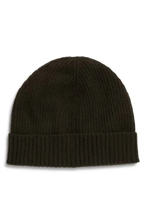 Nordstrom Wool & Cashmere Rib Beanie - Olive
