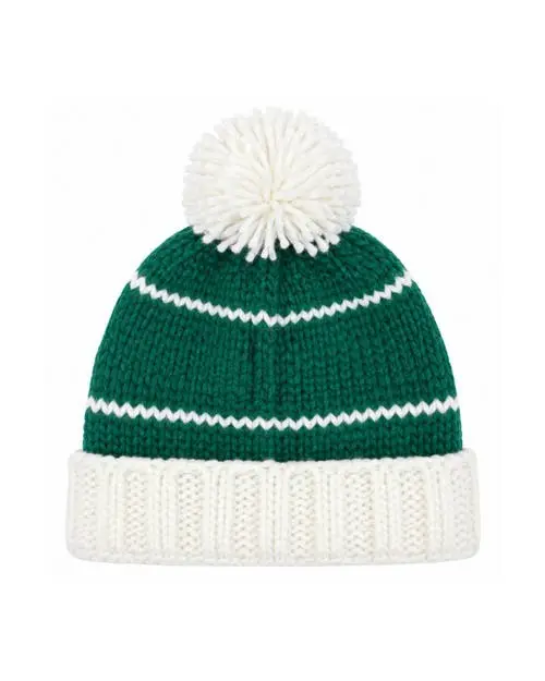 BITS & BOWS Adult Golf Bobble Hat - White/green