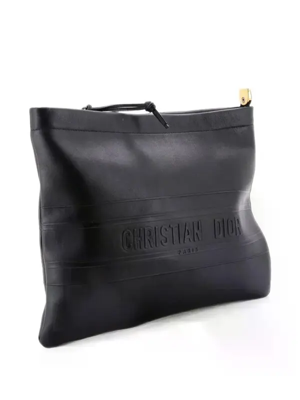 Dior Diordouble Zip Leather Medium Pouch - Black