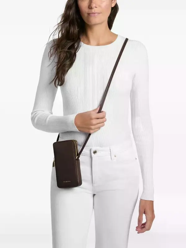 Michael Kors Small Jet Set Grained Leather Shoulder Bag For Smartphones - Brown