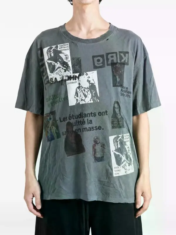 SAITOS Kurt Image Distressed T-shirt