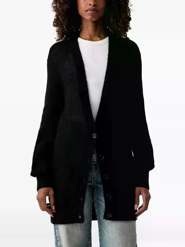 Patrizia Pepe Ribbed-trim Longline Cardigan - Black