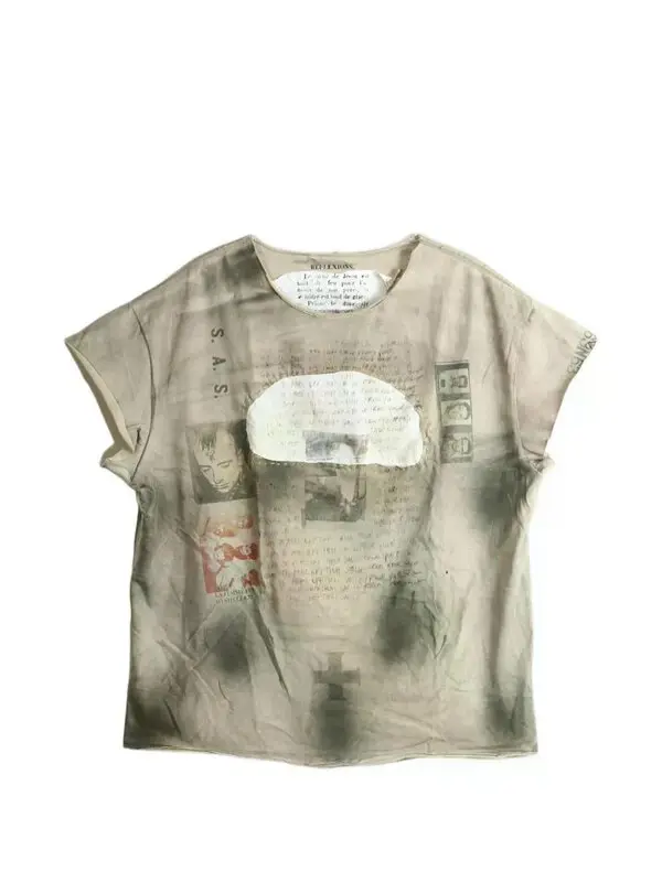 SAITOS Patch-detail Distressed T-shirt