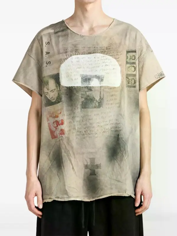 SAITOS Patch-detail Distressed T-shirt