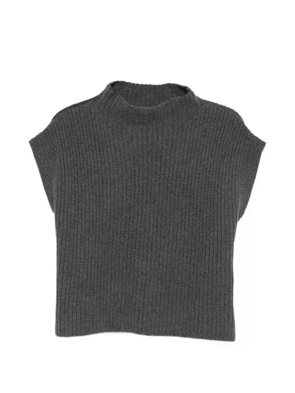 MA'RY'YA Ribbed-knit High-neck Sleeveless Sweater