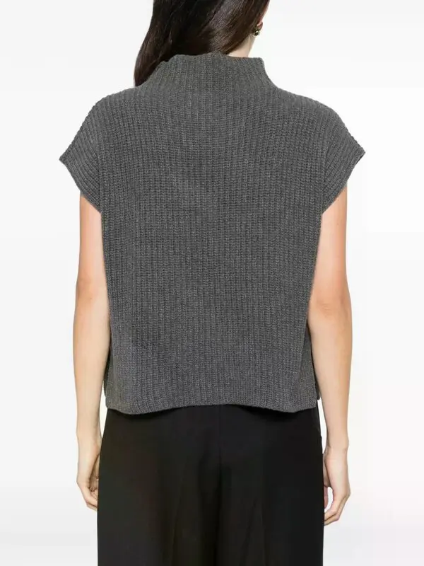 MA'RY'YA Ribbed-knit High-neck Sleeveless Sweater