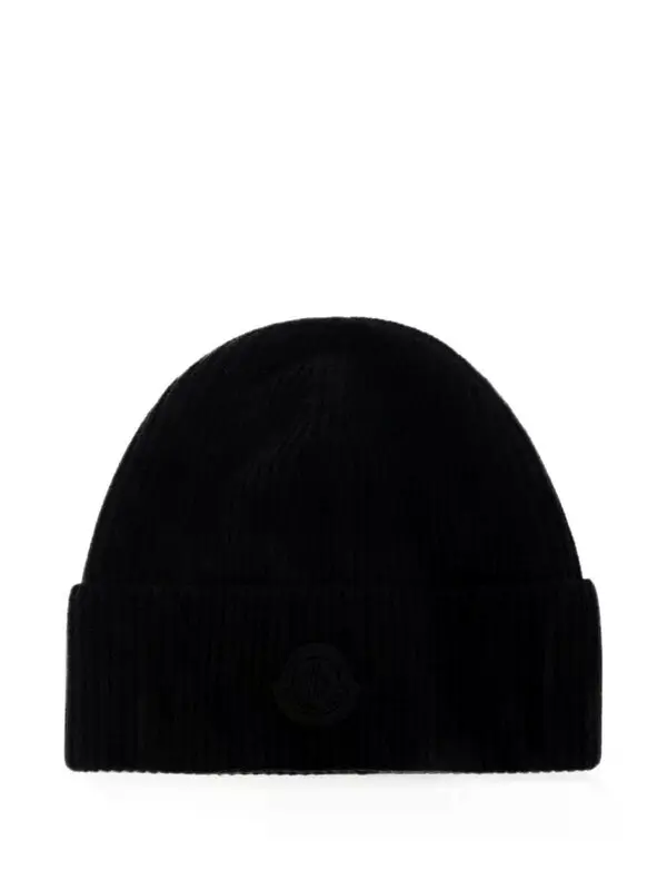 Moncler Logo-patch Ribbed-knit Beanie Hat
