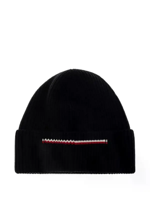Moncler Logo-patch Ribbed-knit Beanie Hat