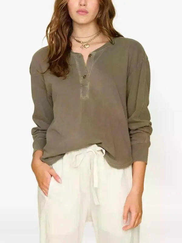 Xirena Brooke Button-front Cotton Sweatshirt - Green