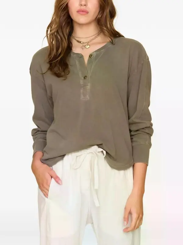Xirena Brooke Button-front Cotton Sweatshirt