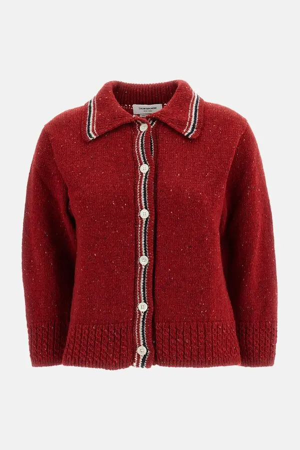 Thom Browne Hector Pointelle Cardigan In Donegal - Multicolor