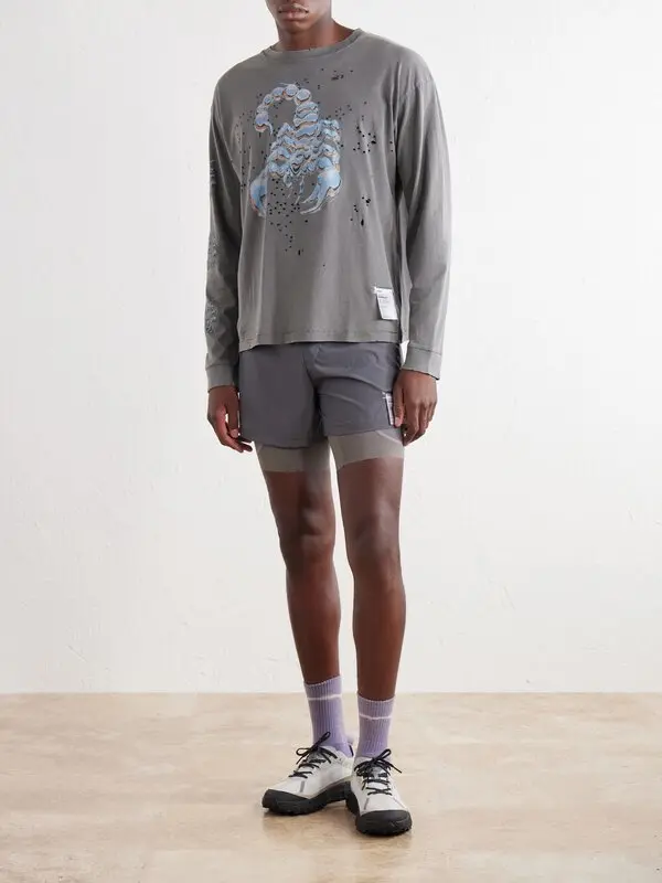 Satisfy Logo-print Distressed Mothtech™ Cotton-jersey T-shirt