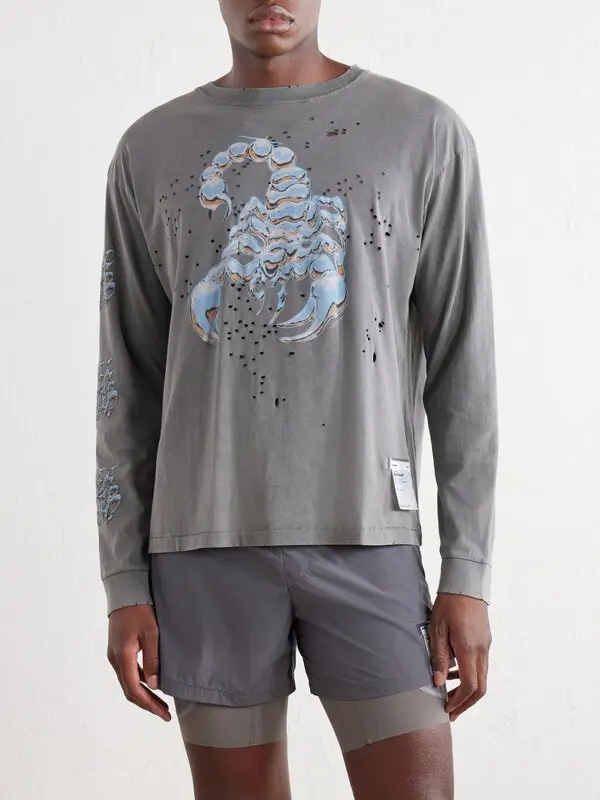 Satisfy Logo-print Distressed Mothtech™ Cotton-jersey T-shirt