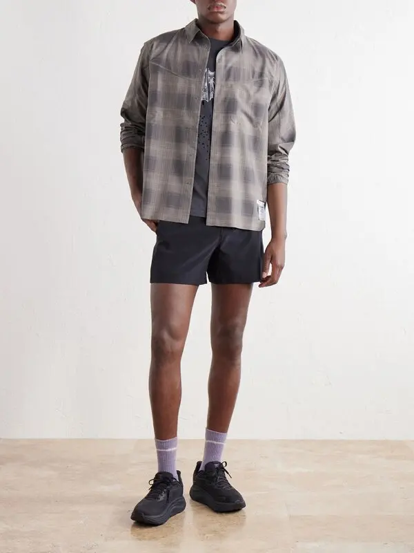 Satisfy River Checked Ambientwarp™ Twill Running Top