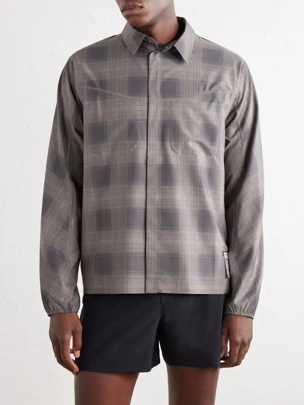 Satisfy River Checked Ambientwarp™ Twill Running Top