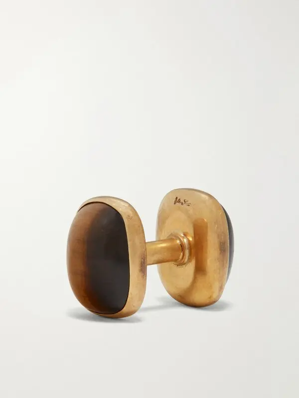 FOUNDWELL Vintage 1960s 14-karat Tiger's Eye Cufflinks