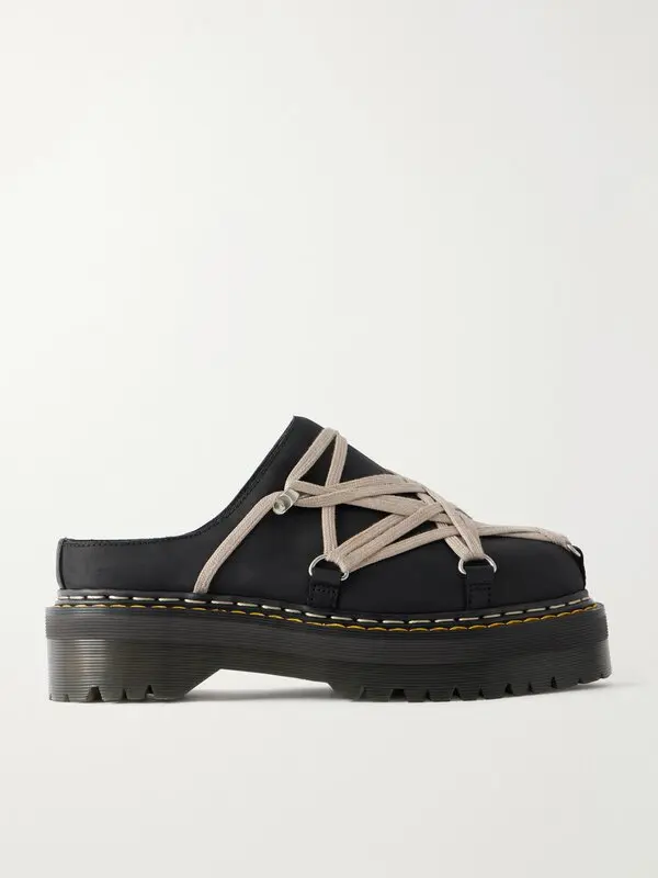 Rick Owens Dr Martens Leather Mules - Black