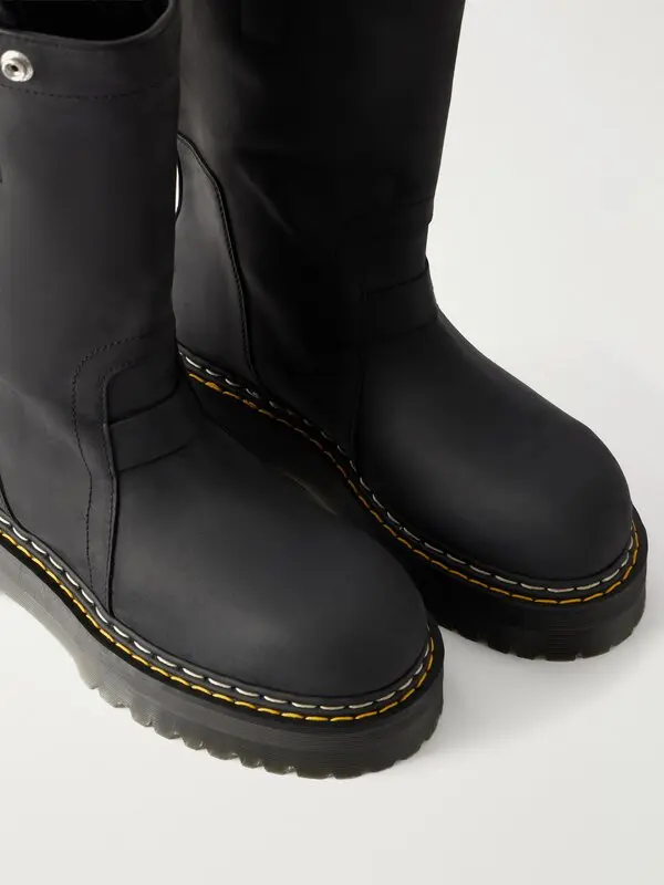 Rick Owens Dr Martens Leather Biker Boots