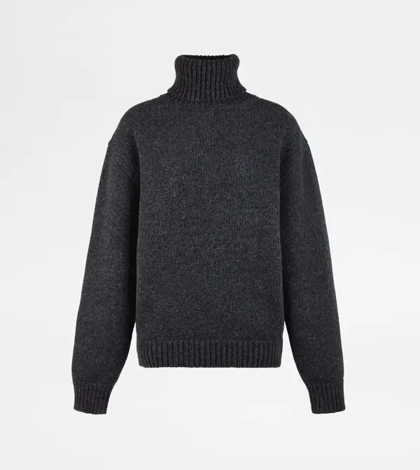 TOD'S Turtleneck In Wool With Patches In Leather