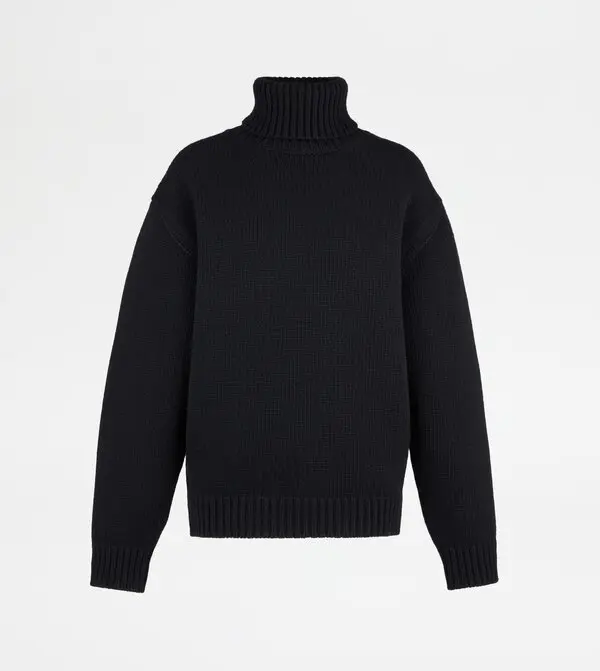 TOD'S Turtleneck In Wool With Patches In Leather