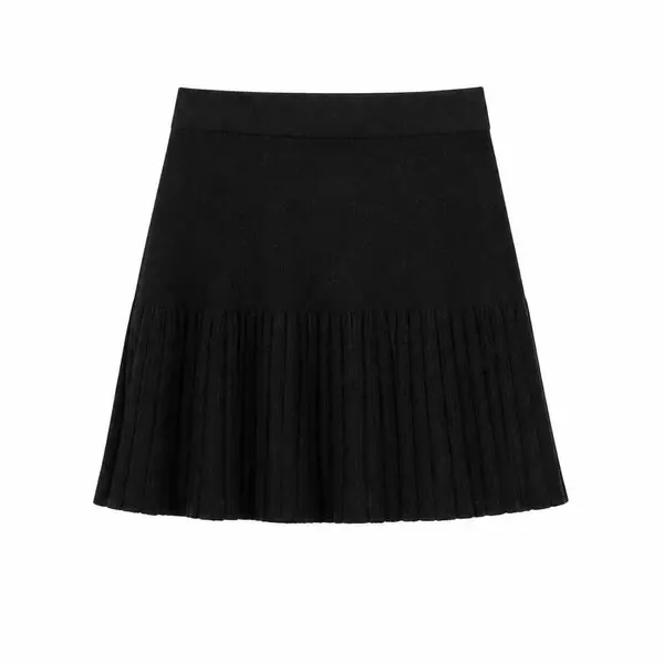 YUMI Knitted Pleated Mini Skirt