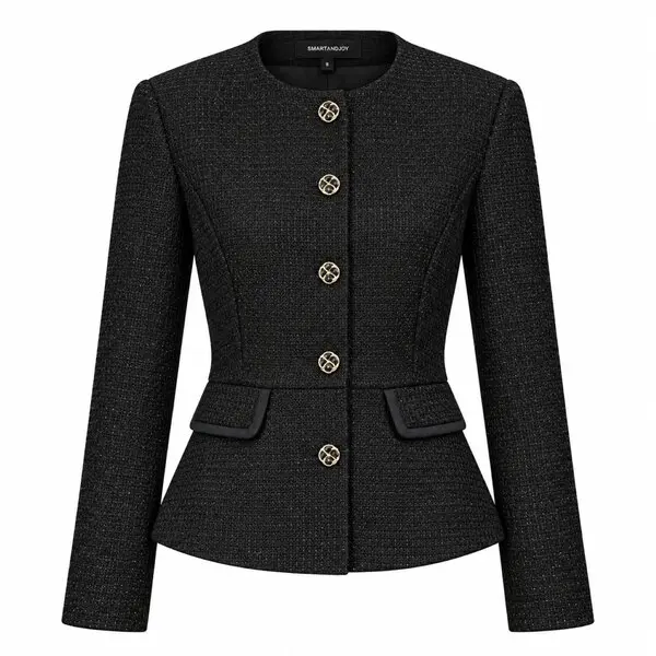 SMART AND JOY Textured Tailored Jacket With Jewelled Buttons