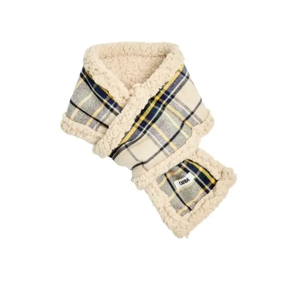 CAFIDE Neutrals Tartan Dog Scarf, Mica - Beige