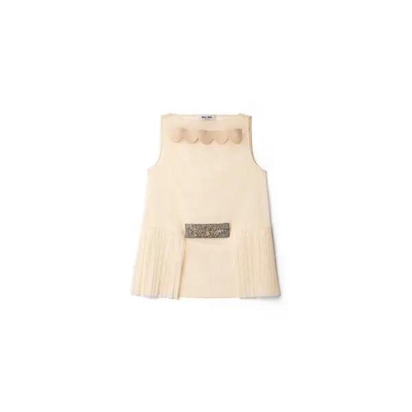 Miu Miu Embellished Tulle Top