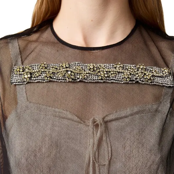 Miu Miu Embellished Tulle Top