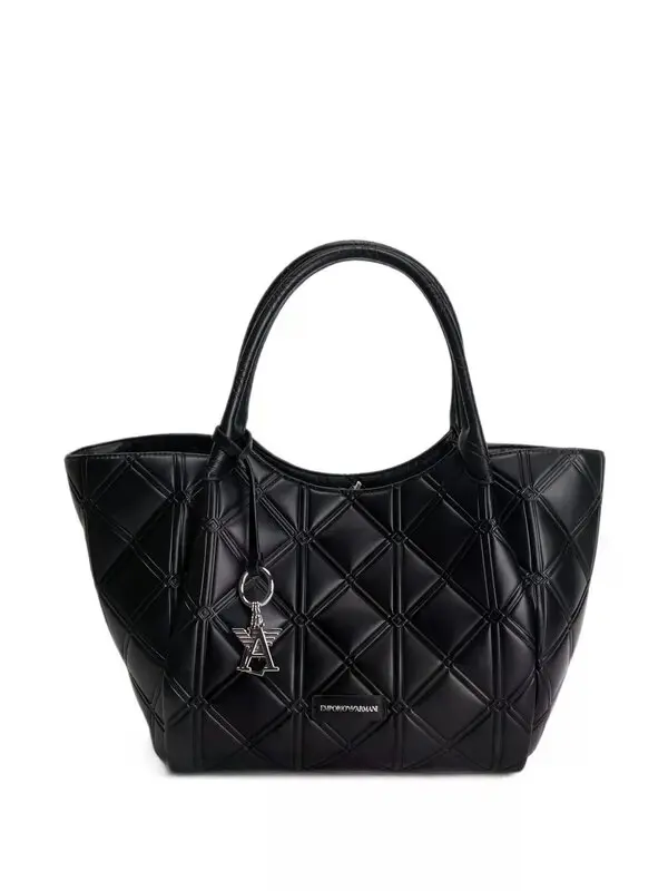 Emporio Armani Quilted Logo-patch Shoulder Bag - Black