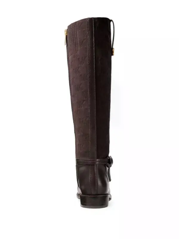 Michael Kors Beverly Quited Suede And Leather Riding Boots