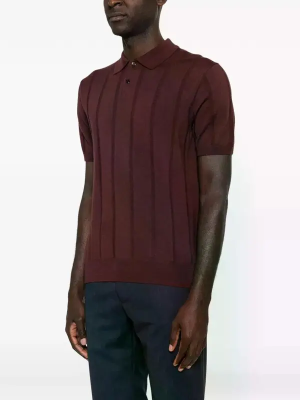 Canali Ribbed-knit Short-sleeves Polo Shirt