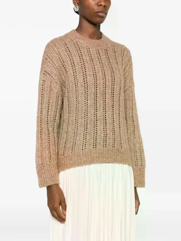 Peserico Sequin-embellished Open-knit Sweater