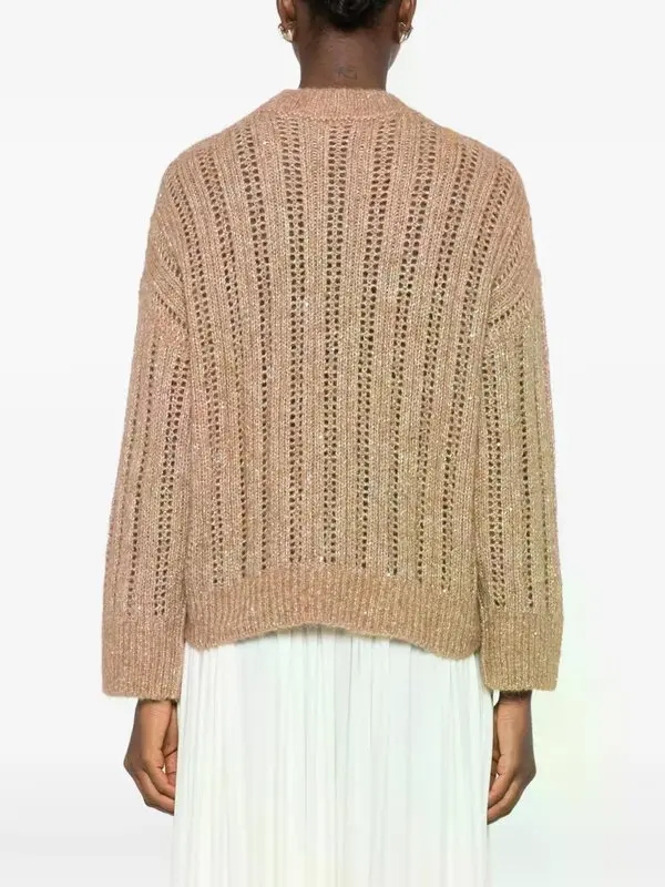 Peserico Sequin-embellished Open-knit Sweater