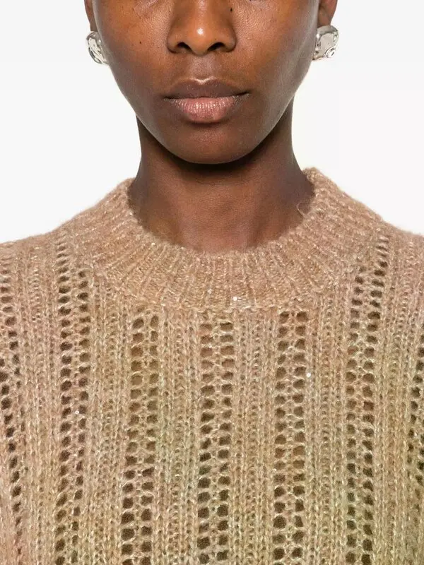 Peserico Sequin-embellished Open-knit Sweater