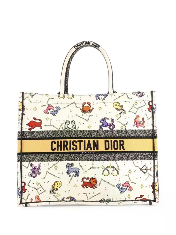 Dior Book Embroidered Canvas Large Tote Bag