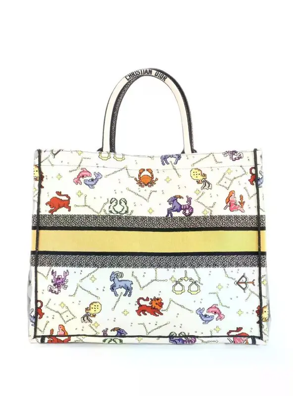 Dior Book Embroidered Canvas Large Tote Bag